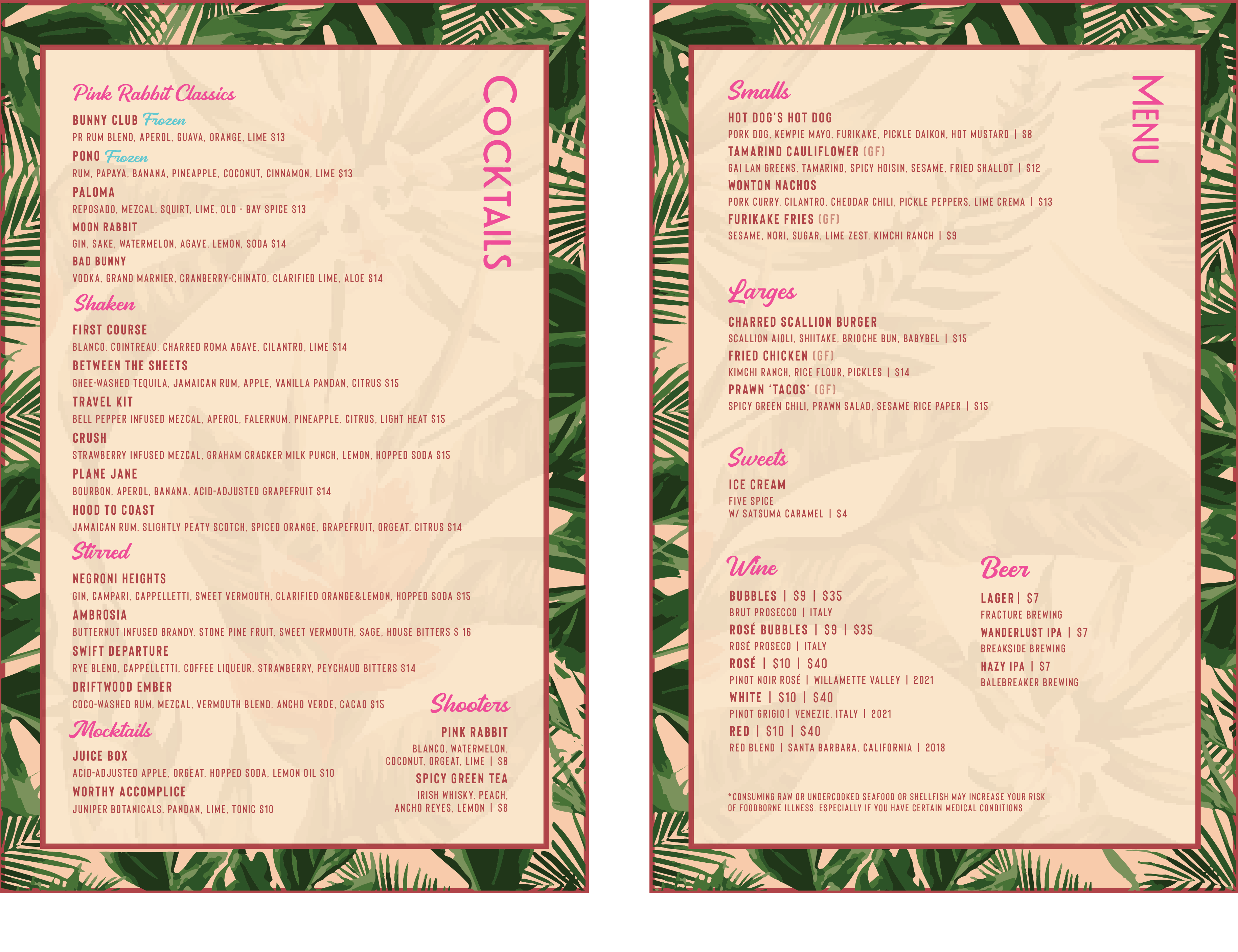Pink Rabbit — MENU