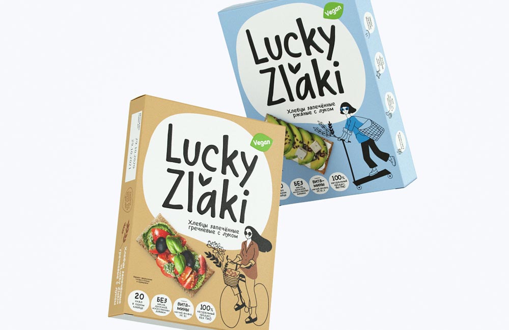 Lucky Zlaki. Дизайн упаковки для натуральных хлебцев