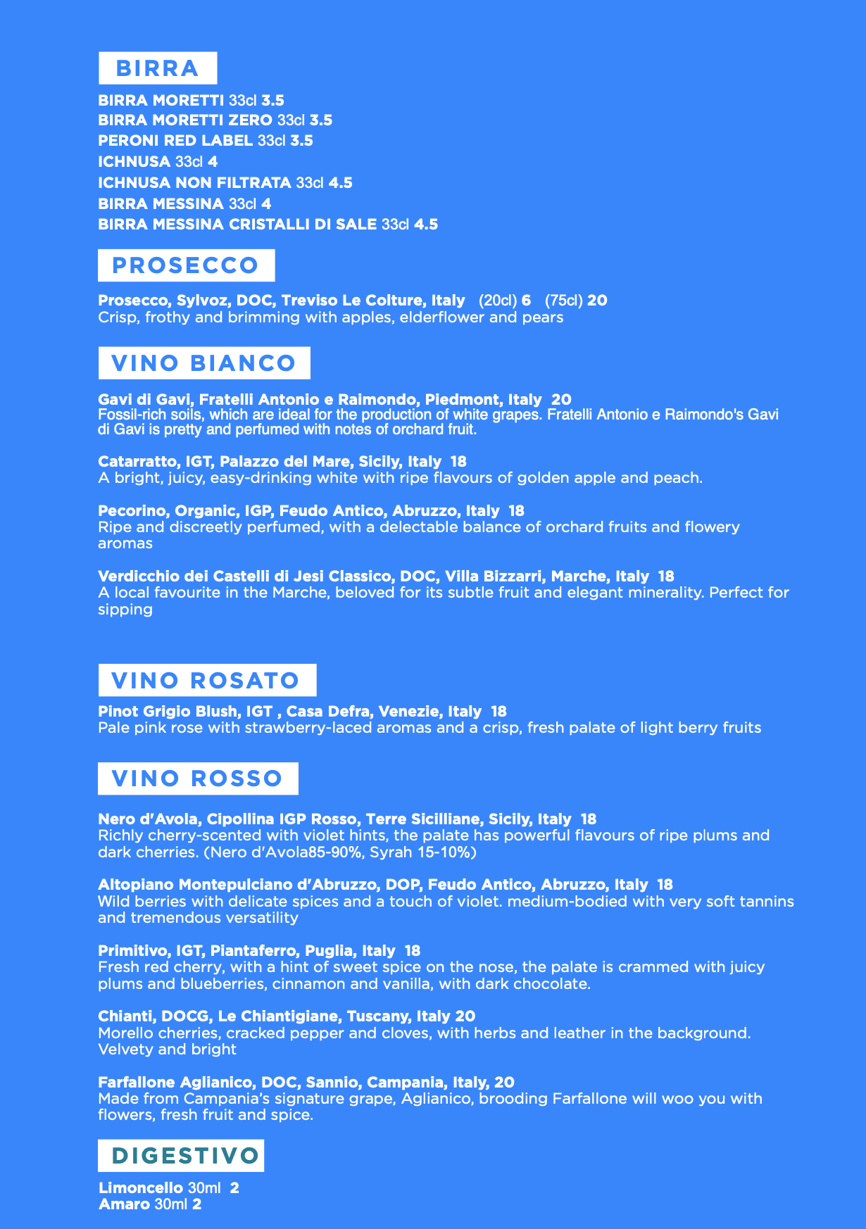 RAZZO PIZZA — menu